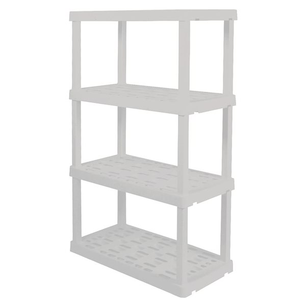 Oskar Large 4-Tier White Interlocking Shelving Unit - 18 x 36 x 56-in ...
