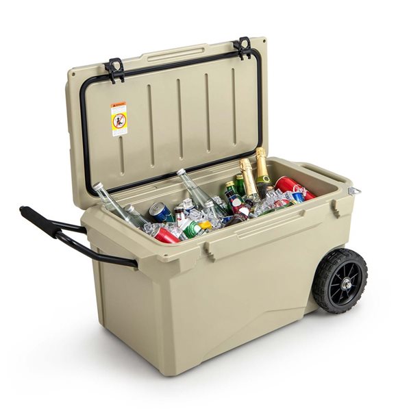 Costway 75-L Wheeled Insulated Rotomolded Brown Portable Cooler ...