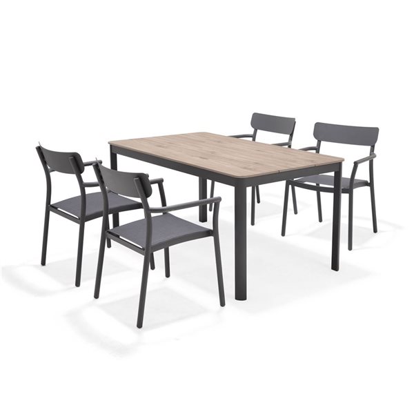 LIFESTYLEGARDEN Scancom Berlin 5-Piece Grey Aluminum Outdoor Dining Set ...