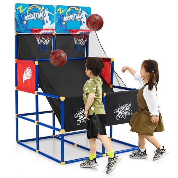 Costway Kids Dual Shot Basketball Arcade Game w/4 Balls and Pump ...