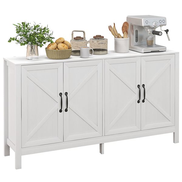 HOMCOM White Buffet Sideboard with Barn Door and Shelf 839-927V80WT | RONA