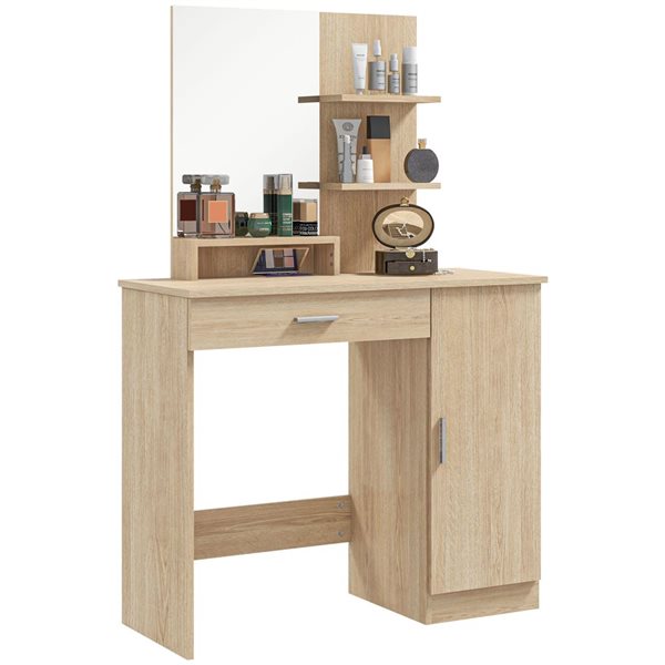 HOMCOM Makeup Table with Mirror and Storage Shelves 831-698V80ND | RONA