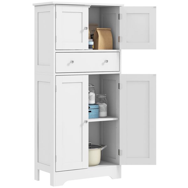 HOMCOM White Composite Frame 50.5-in H Kitchen Pantry w/ Doors and ...