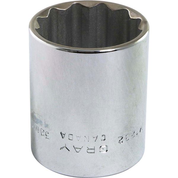 Gray Tools 32 mm x 1/2-in Drive 12-Point Metric Shallow Chrome Finish ...