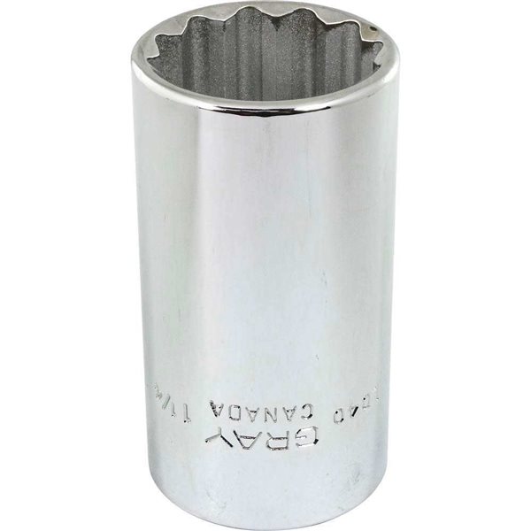Gray Tools 1-1/4-in x 1/2-in Drive 12-Point Standard Deep Chrome Finish ...