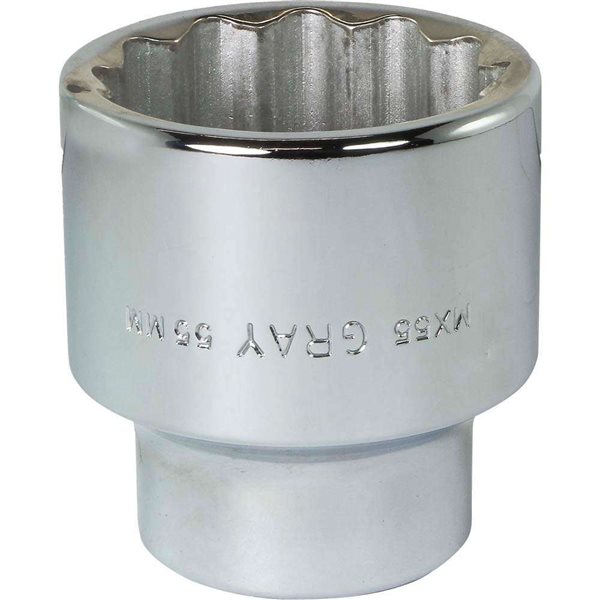 Gray Tools 55 mm x 1-in Drive 12-Point Metric Shallow Chrome Finish ...