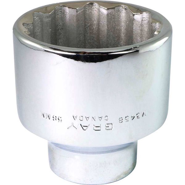 Gray Tools 58 mm x 3/4-in Drive 12-Point Metric Shallow Chrome Finish ...
