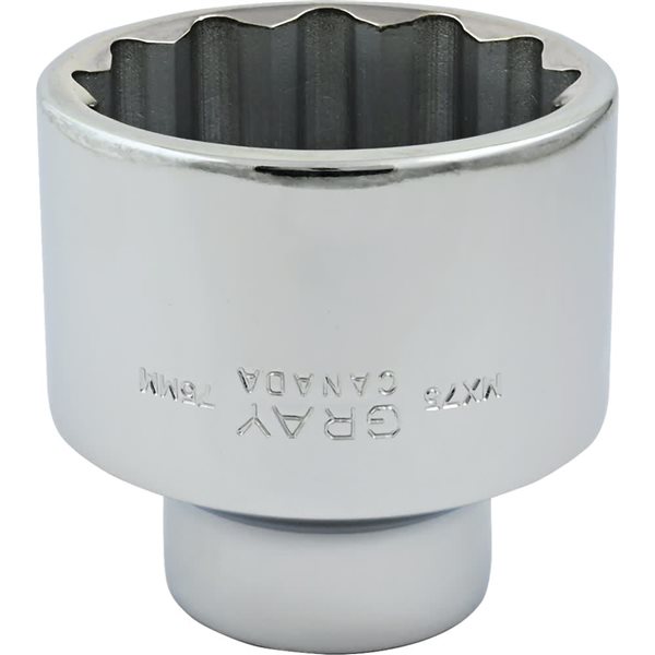 Gray Tools 75 mm x 1-in Drive 12-Point Metric Shallow Chrome Finish ...