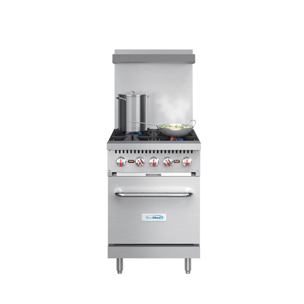 KoolMore Stainless Steel 24-i 4-Burner Commercial Liquid Propane Range ...