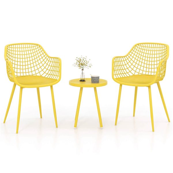Costway 3-Piece PP/Metal Patio Bistro Set - Yellow HCST03032 | RONA