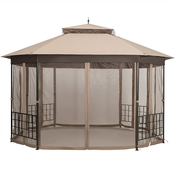 Costway 10 x 12-ft 2-Tier Patio Octagonal Canopy Gazebo w/ Netting ...