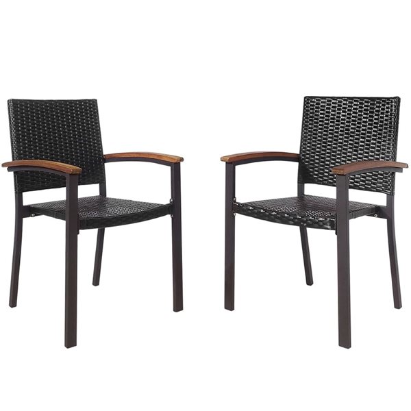 Costway Brown PE Rattan Outdoor Patio Dining Chairs - Set of 2 OP70689 ...