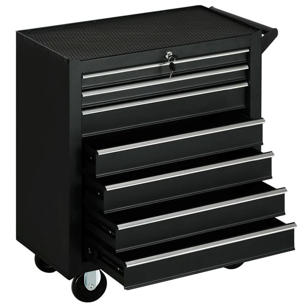HOMCOM 7-Drawer Mobile Lockable Tool Chest with Handle and Wheels ...