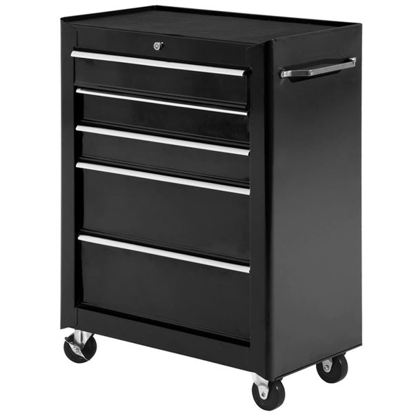 HOMCOM 5-Drawer Rolling Lockable Tool Cabinet for Garage - Black B20 ...