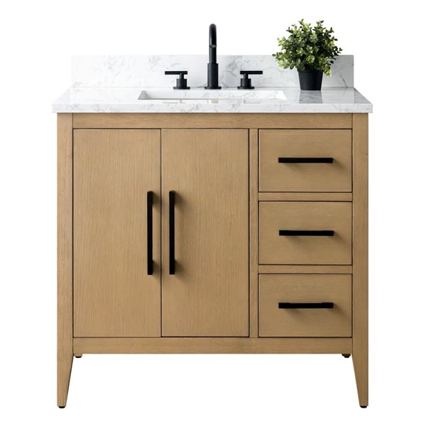 Vanity Art 36-in W Single Sink Bathroom Vanity w/ Engineered Marble Top ...