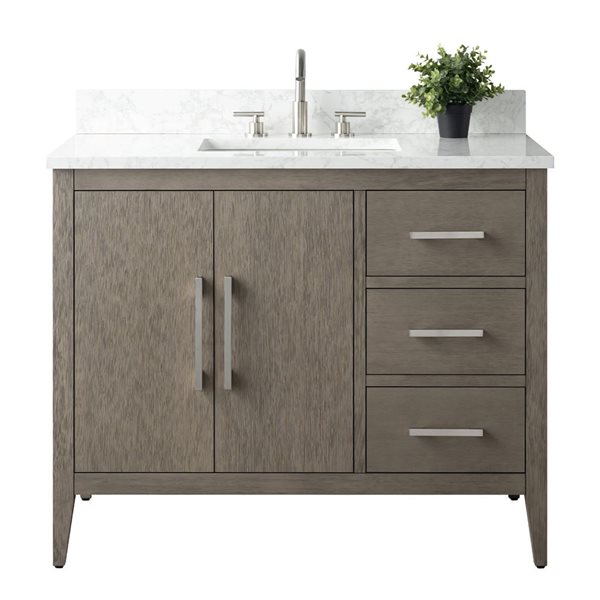 Vanity Art 42 W x 22 D x 34-in H Grey Wood Single Sink Bathroom Vanity ...
