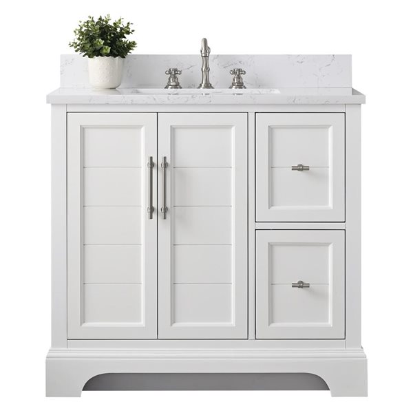 Vanity Art 36 W x 22 D x 34-in H White Single Sink Bathroom Vanity w ...