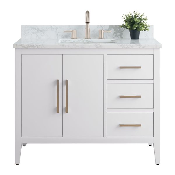 Vanity Art 42 W x 22 D x 34-in H White Single Sink Bathroom Vanity w ...