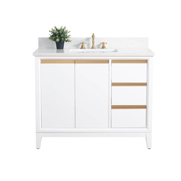 Vanity Art 42 W x 22 D x 34-in H Single Bathroom Vanity w/ Sink and ...