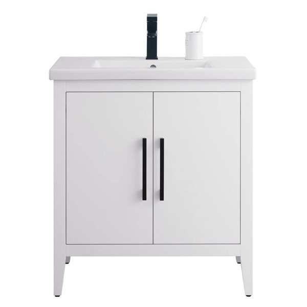 Vanity Art 30-in W Single Sink Bathroom Vanity w/ Ceramic Top and Matte ...