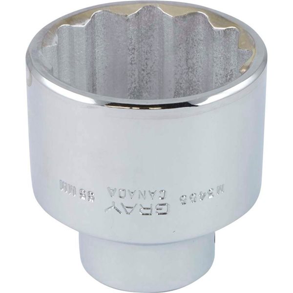 Gray Tools 55 mm x 3/4-in Drive Metric 12-Point Shallow Chrome Finish ...