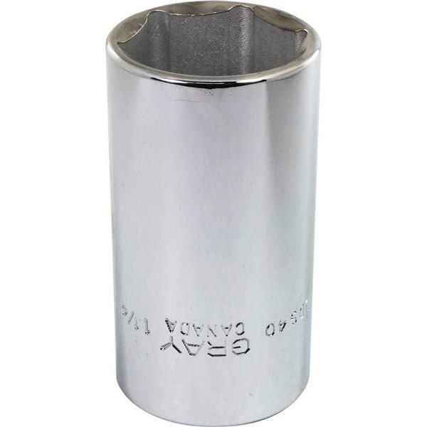 Gray Tools 1-1/4-in x 1/2-in Drive Standard 6-Point Deep Chrome Finish ...