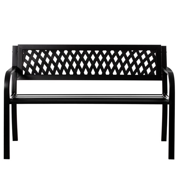 Gardenised Black Steel Outdoor Bench QI003334L | RONA