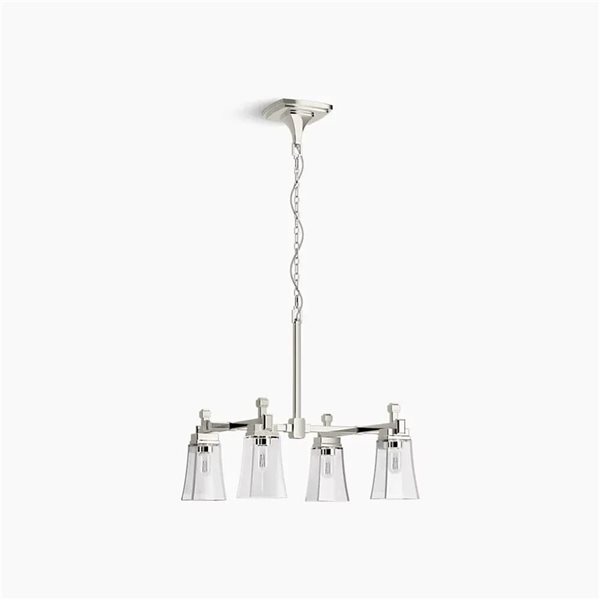 KOHLER Riff 24-in W 4-Light Chandelier w/ Ribbed Glass Shades ...