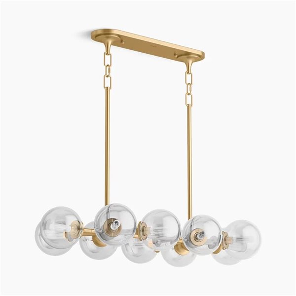 KOHLER Bellera 38-in W 10-Light Linear Chandelier w/ Clear Globular ...