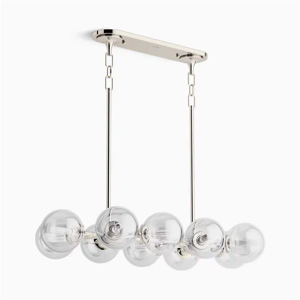 KOHLER Bellera 38-in W 10-Light Linear Chandelier w/ Clear Globular ...