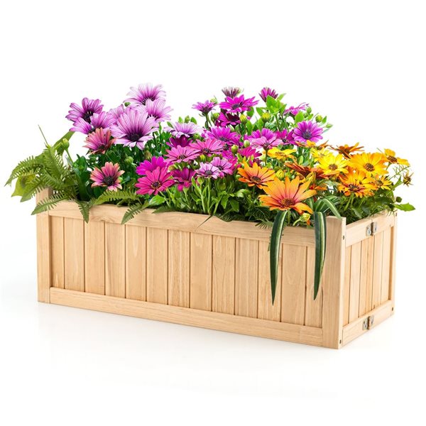 Costway Rectangle Wooden Decorative Flower Planter Box for Garden w ...