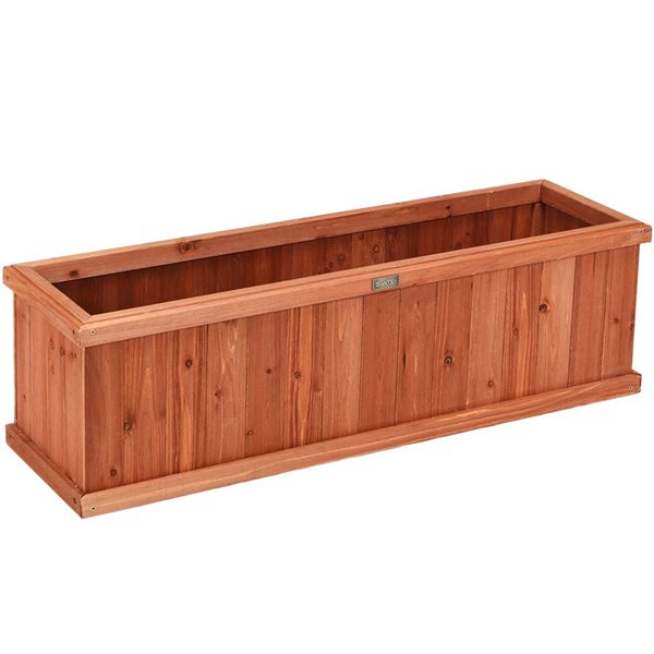 Costway 40-in Rectangle Wooden Decorative Flower Planter Box for Garden ...