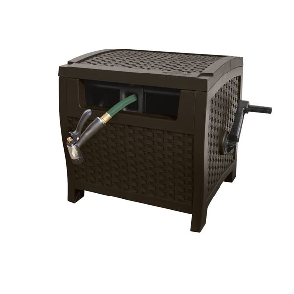 Suncast Slide Trak Plastic 175-ft Brown Hideaway Hose Reel PTW175D | RONA