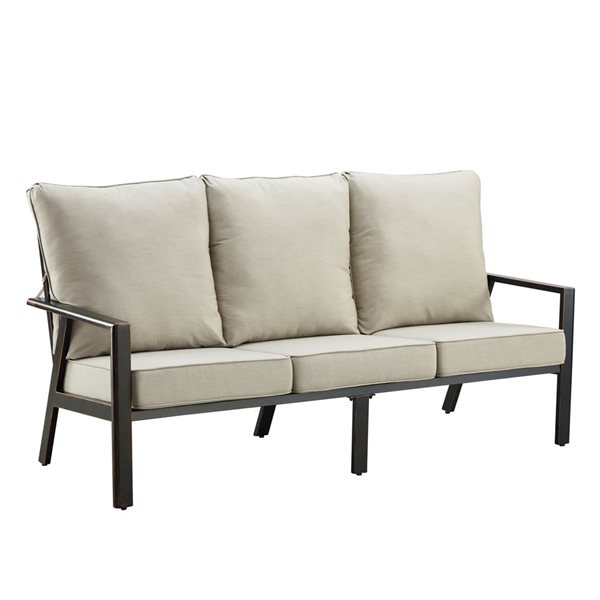 Oakland Living Lux Antique Copper Aluminum Patio Deep-Seating Sofa with Light Grey Cushions | RONA