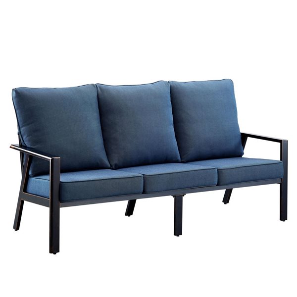 Oakland Living Lux Antique Copper Aluminum Patio Deep-Seating Sofa with Blue Cushions | RONA