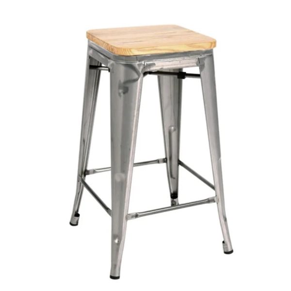Take me Home Tolix Counter Height Stool w/ Wood Top TH-1001C26Z | RONA