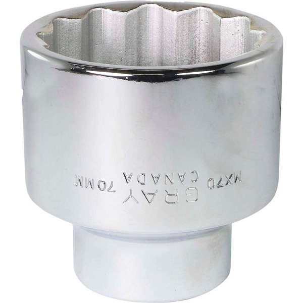 Gray Tools 70 mm x 1-in Drive Metric 12-Point Shallow Chrome Finish ...