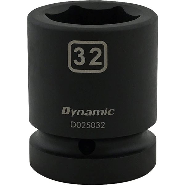 Dynamic Tools 32 mm X 1-in Drive Metric 6-Point Shallow Impact Socket ...
