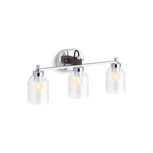 KOHLER Tannage 3-Light Wall Sconce w/ Bell-Shaped Seeded Glass Shade ...