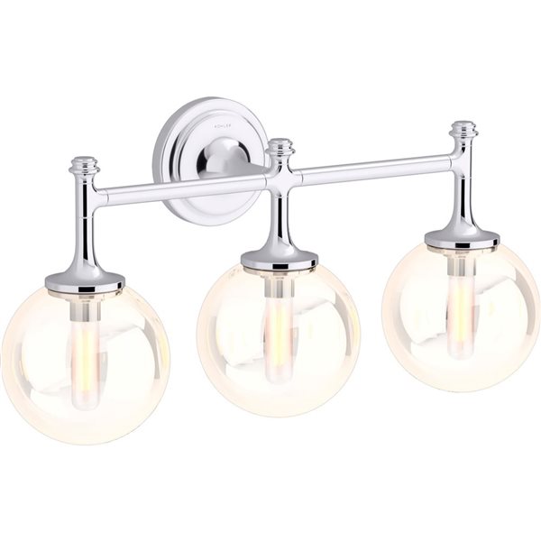 KOHLER Bellera 3-Light Wall Sconce w/ Spherical Glass Shades ...