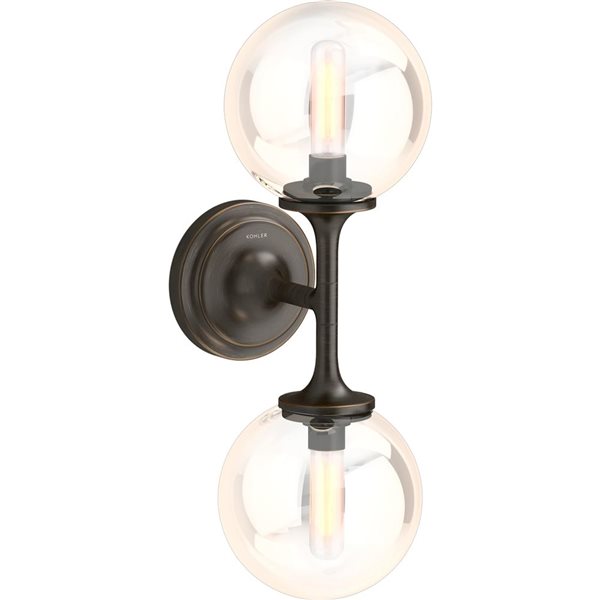 KOHLER Bellera 2-Light Wall Sconce w/ Spherical Glass Shade ...