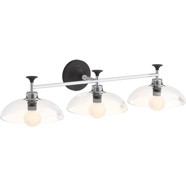 KOHLER Tone 3-Light Wall Sconce w/ Domed Glass Shades + Installation ...