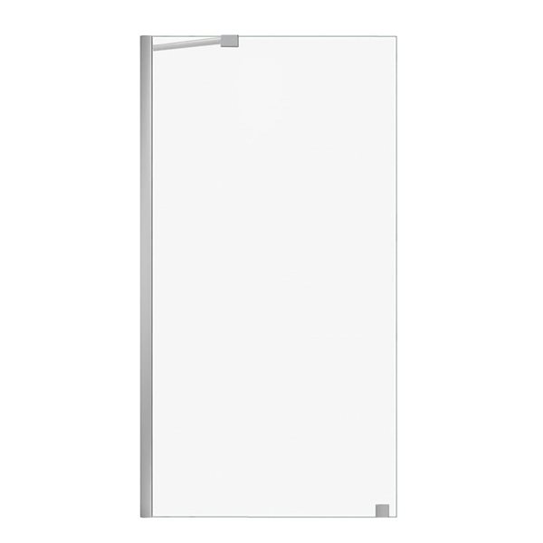 Turin Rosita 40 W x 80-in H Clear Frameless Fixed Shower Glass Panel w/ Nickel Edge | RONA