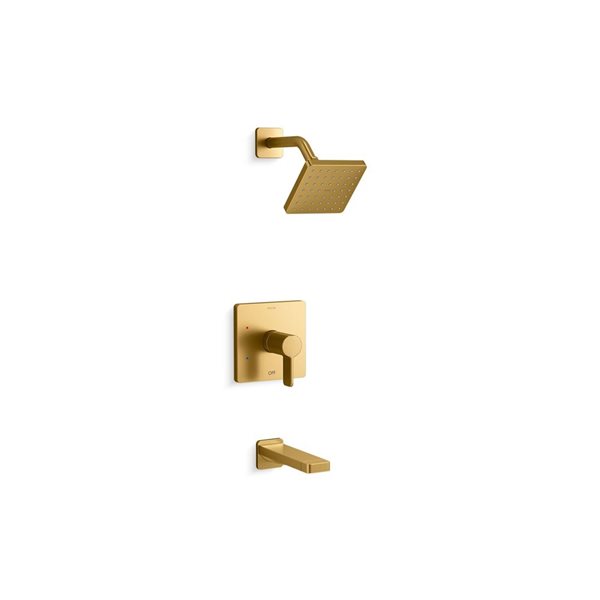 KOHLER Parallel Rite-Temp Brushed Brass 2.5 gpm Bath and Shower Trim ...