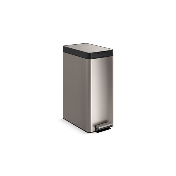KOHLER Slim 49-L Step Trash Can w/ Bifold Lid in Stainless Steel 23826 ...