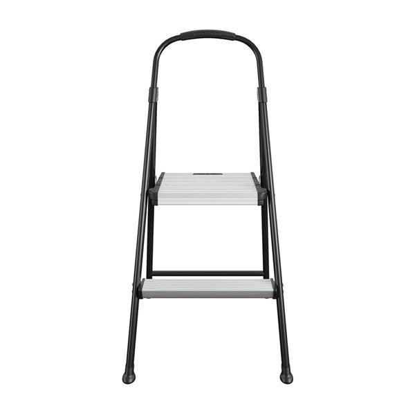 Cosco 2-Step Aluminum Folding Step Stool w/Rubber Hand Grip - Black ...