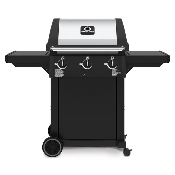 Sterling 3-Burner 40,000 BTU Pedestal Natural Gas Barbecue in Black ...