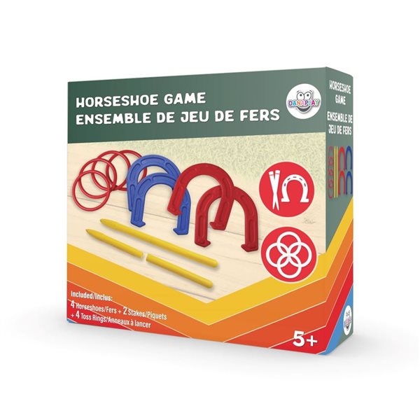 Danaplay Multicolour Outdoor Horseshoe Game w/ 4 Horseshoes and Toss ...