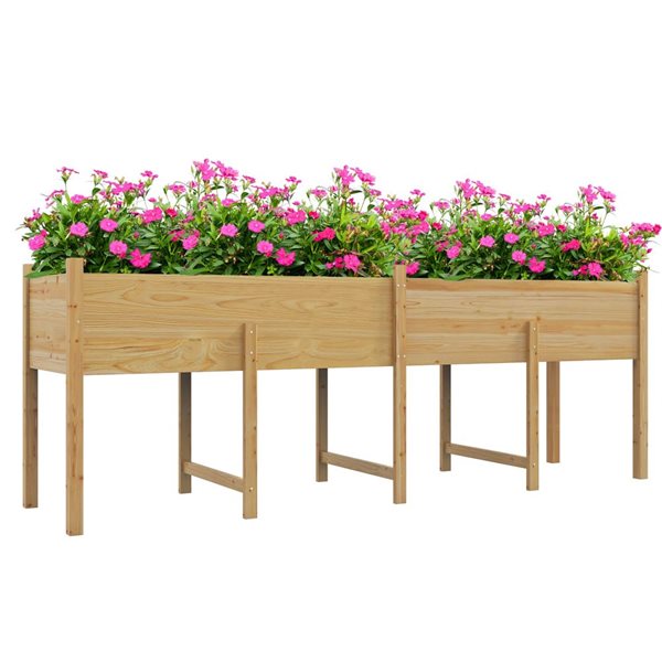 Outsunny Extra-Large Wooden Planter Box w/ Legs and Drain Holes 845 ...