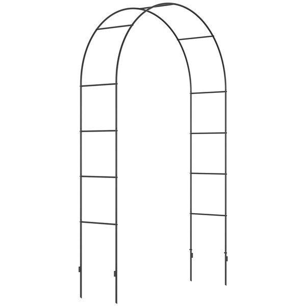 Outsunny 9-ft Black Metal Trellis Garden Arch for Climbing Plants 844 ...
